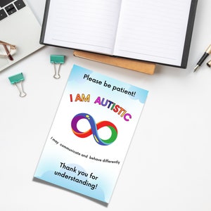 Autism Card, Printable, Autism Emergency ID, I Am Autistic Sign, Safety ...