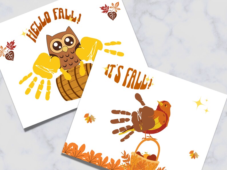 Fall Handprint Art Bundle, Fall Handprint Craft, Printable, Autumn ...