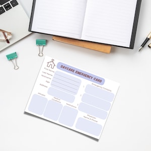 Daycare Emergency Card, Printable, in Case of Emergency Backpack Note ...