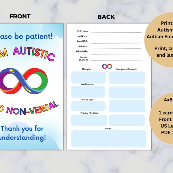 I Am Autistic Card Printable - Etsy