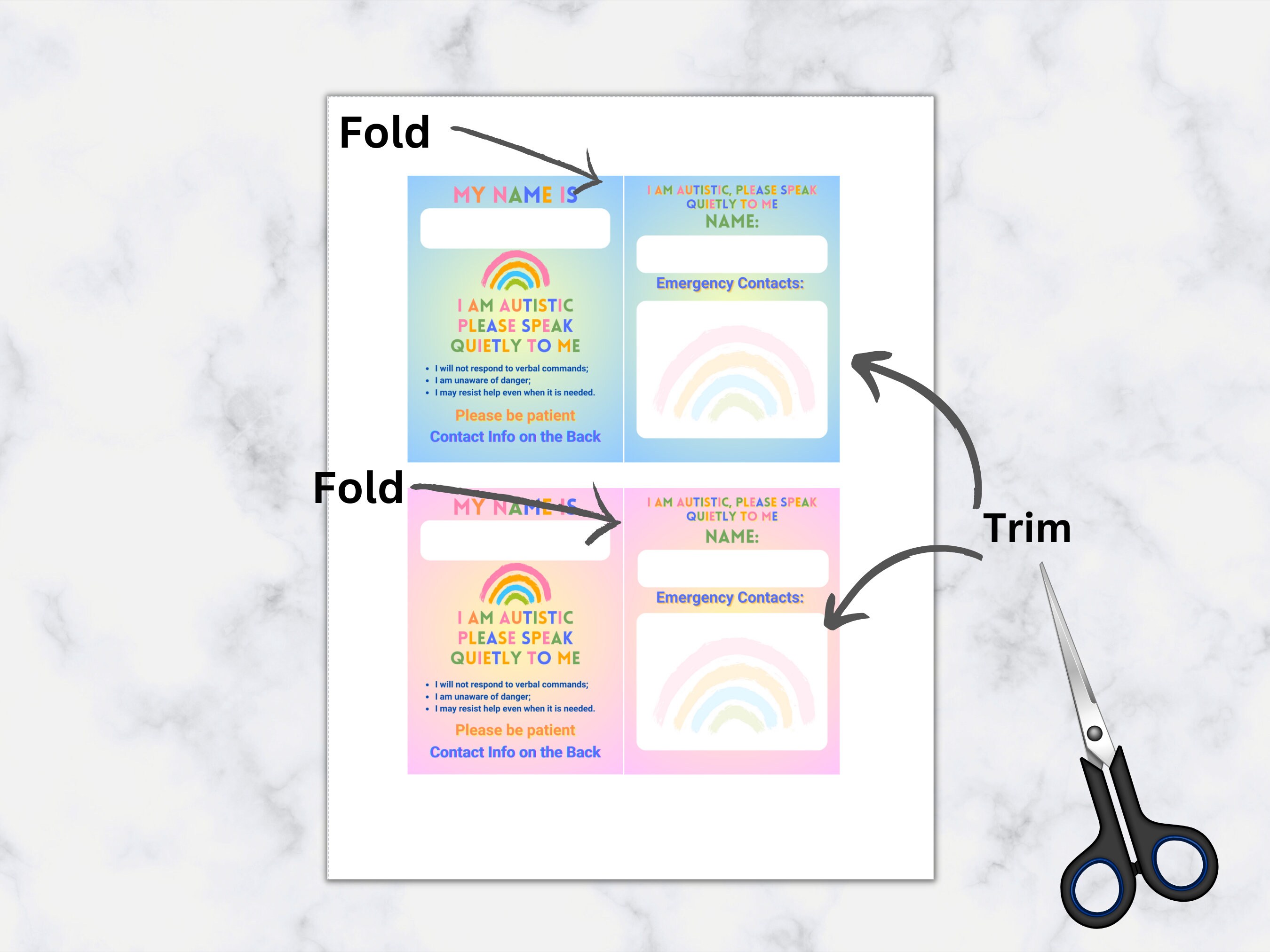 Autism Awareness Tag, Printable, Autism Emergency ID, I Am Autistic ...