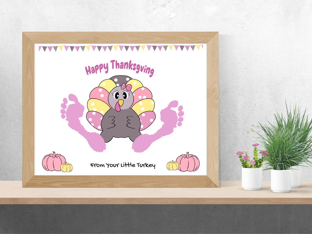 Turkey Footprint Craft,thanksgiving Card,baby Keepsake,printable ...