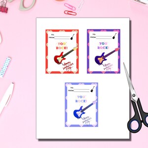 Guitar Valentine Card for Kids, You Rock, Printable Valentines ...