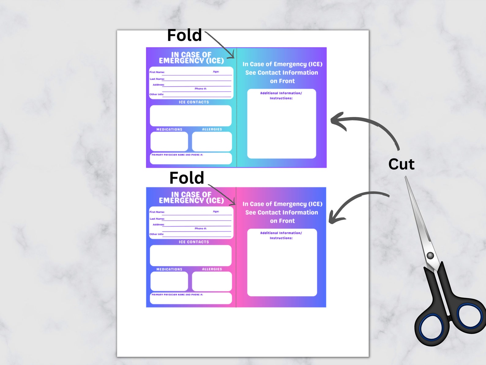 Emergency Information Card, in Case of Emergency Backpack Note, Kids ...