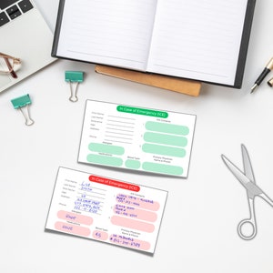 Emergency Card, Printable, in Case of Emergency, Wallet Emergency Card ...