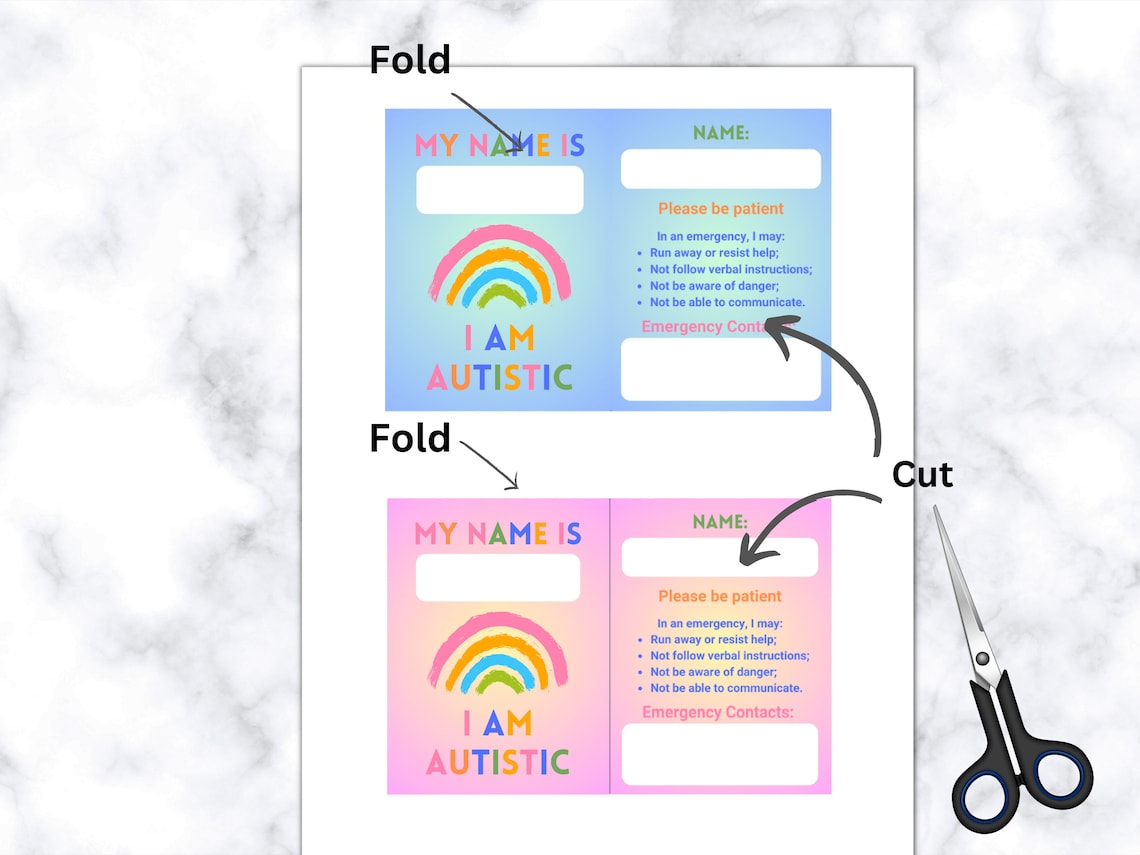 I Am Autistic Tag, Printable, Autism Emergency ID, Autism Card, Safety ...