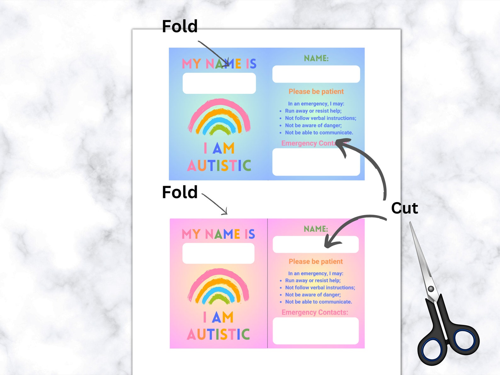 I Am Autistic Tag, Printable, Autism Emergency ID, Autism Card, Safety ...