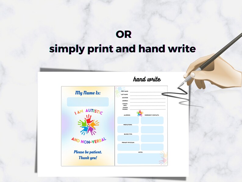 Rainbow Handprint Autistic and Non-verbal, My Name is Autistic Sign ...