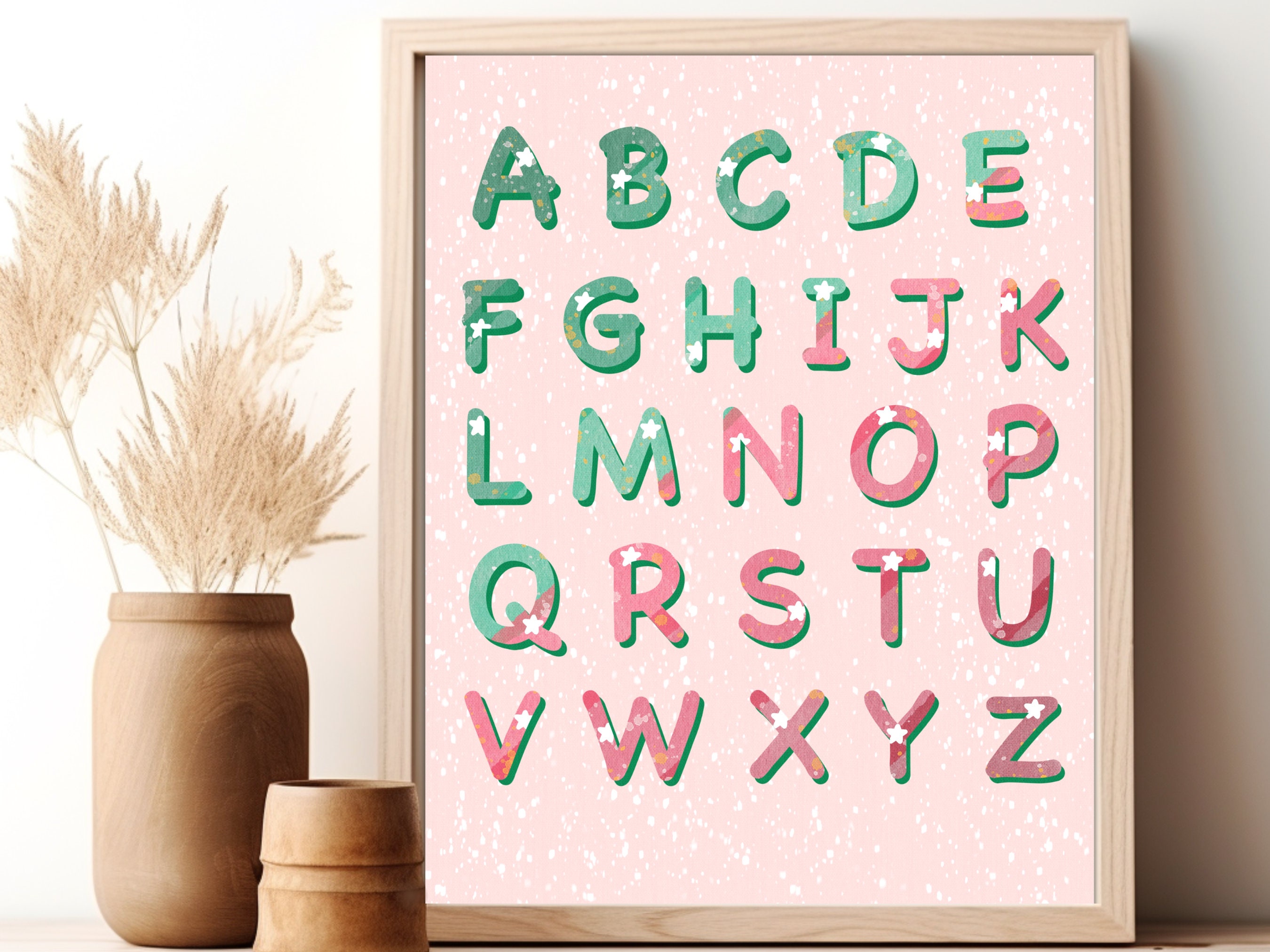 Alphabet Poster, Christmas Alphabet Printable, Kids Wall Art, ABC ...