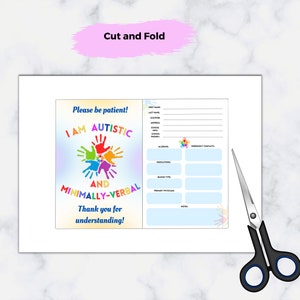 Rainbow Handprints Autism Sign, I Am Autistic and Minimally Verbal ...