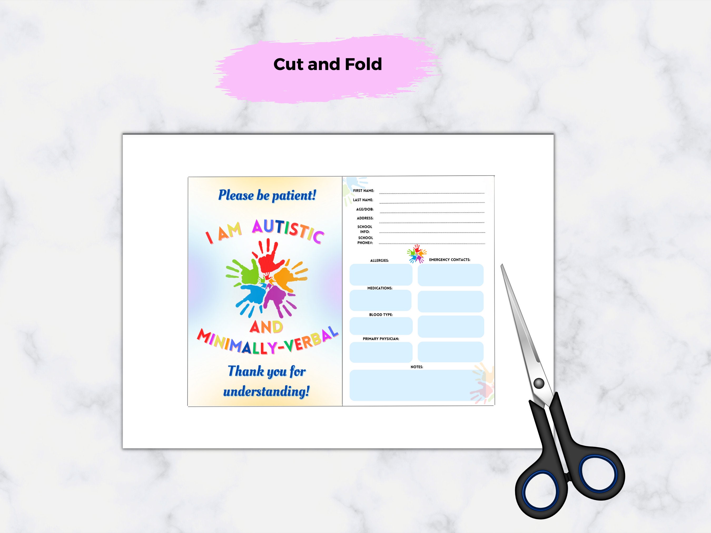 Rainbow Handprints Autism Sign, I Am Autistic and Minimally Verbal ...