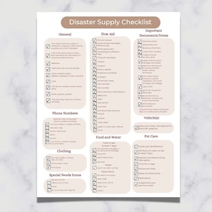 Disaster Preparedness Checklist, Hurricane Prep Checklist, Emergency ...