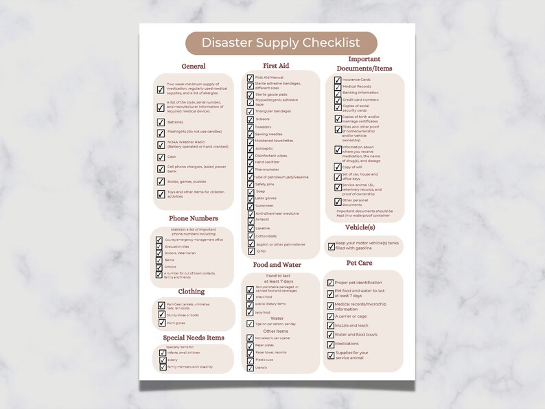 Disaster Preparedness Checklist, Hurricane Prep Checklist, Emergency ...