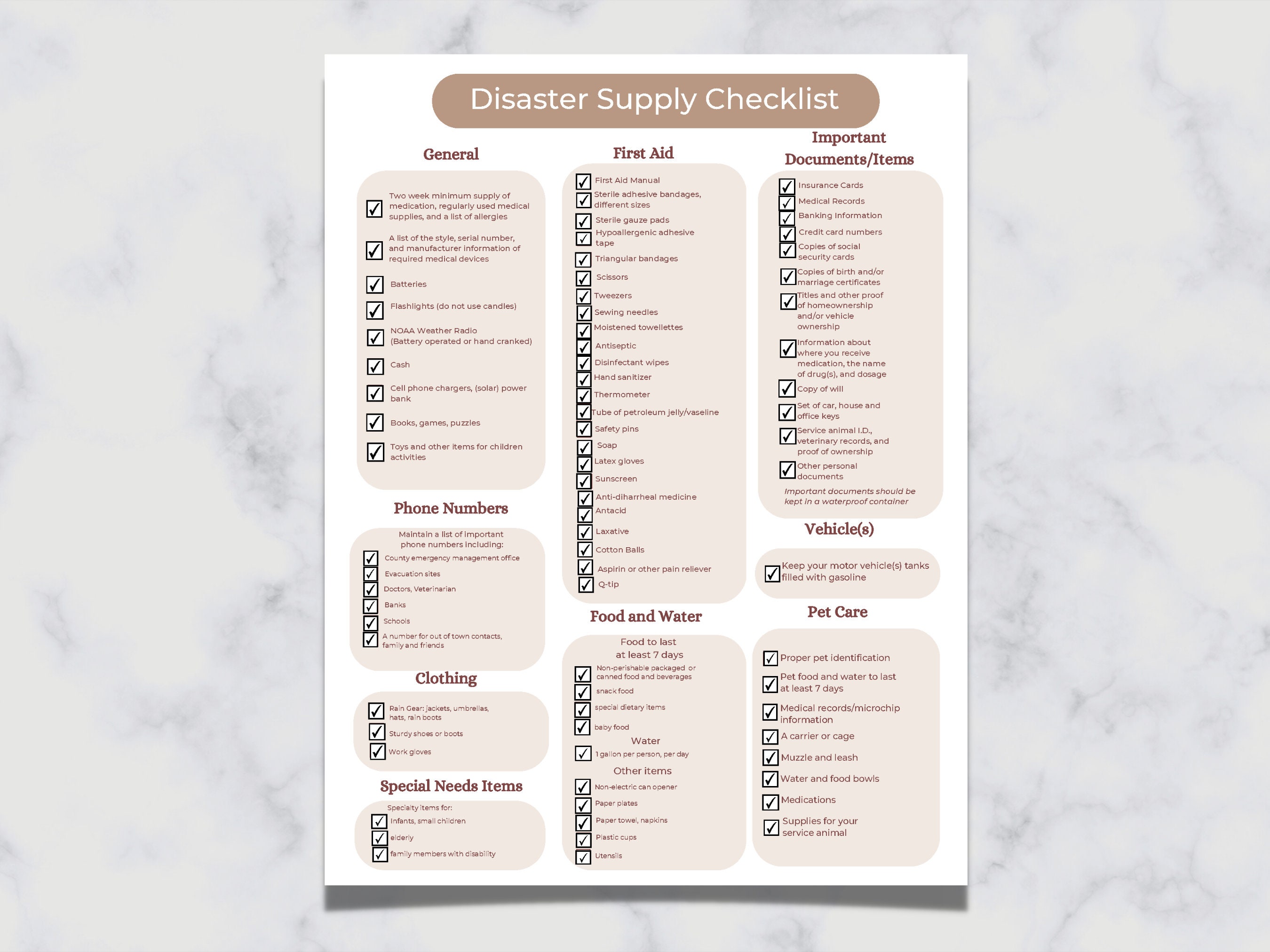 Disaster Preparedness Checklist, Hurricane Prep Checklist, Emergency ...