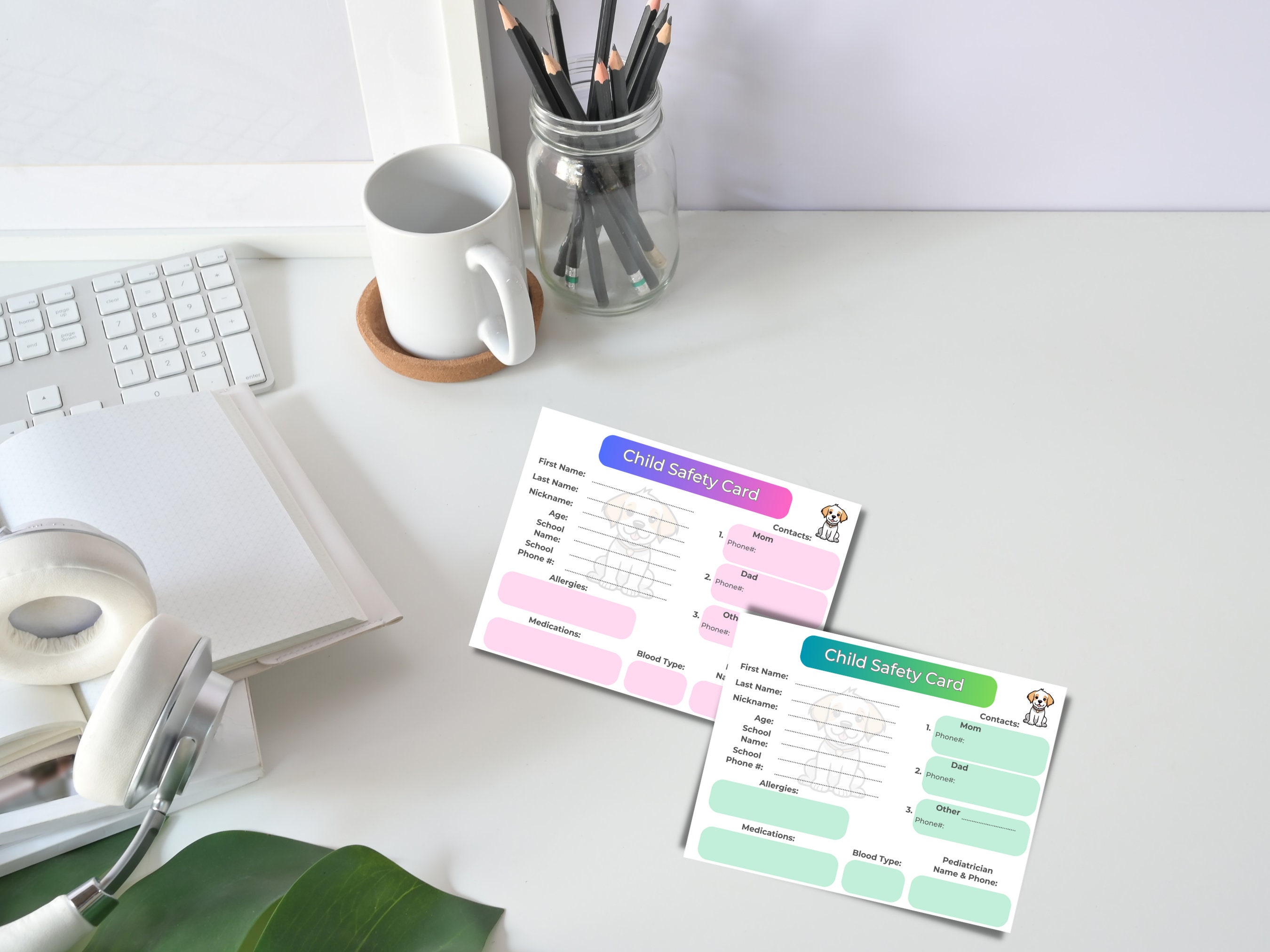 Dog Child Safety Card, Printable, Child Safety Backpack Note, Emergency ...