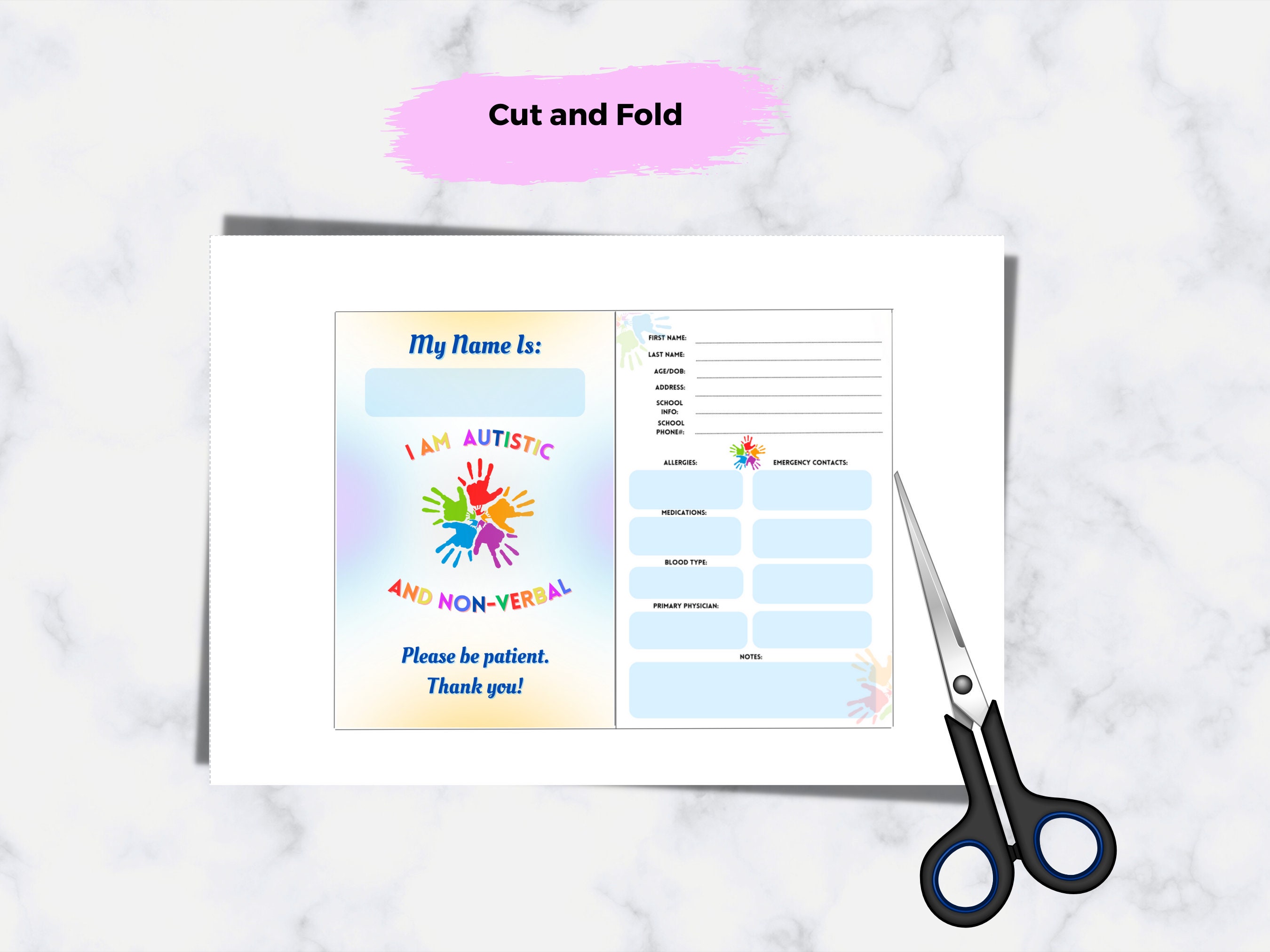 Rainbow Handprint Autistic and Non-verbal, My Name is Autistic Sign ...