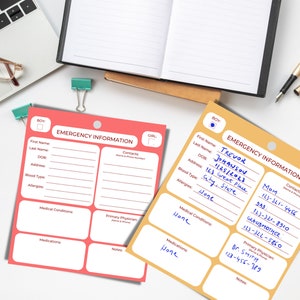 Kid Car Seat Emergency Card, Printable Safety Tag, in Case of Emergency ...