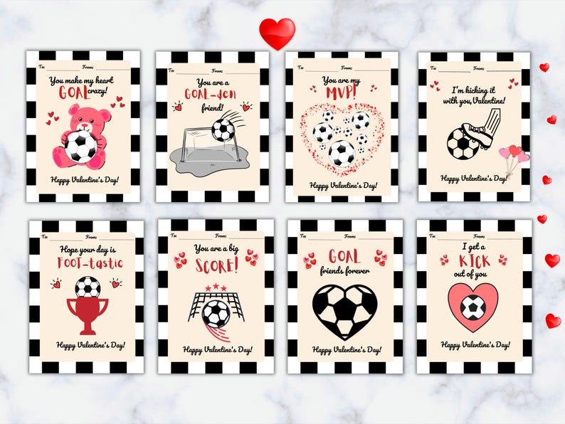 Soccer Valentines for Kids | Sports Valentine Cards | Classroom ...