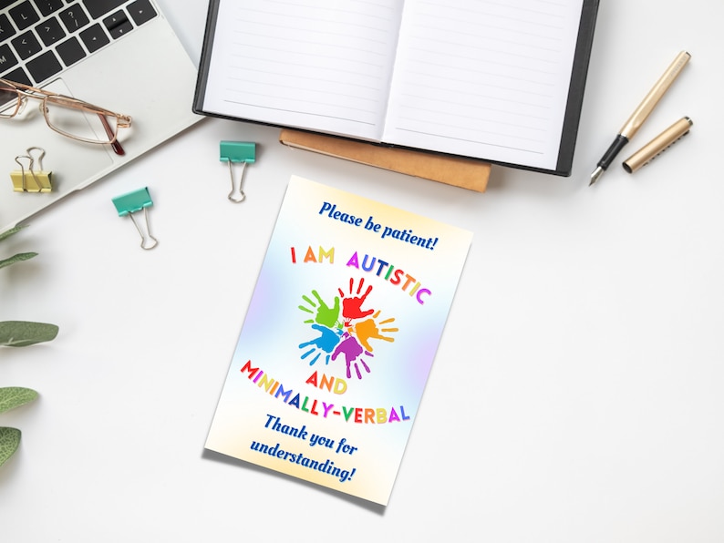 Rainbow Handprints Autism Sign, I Am Autistic and Minimally Verbal ...