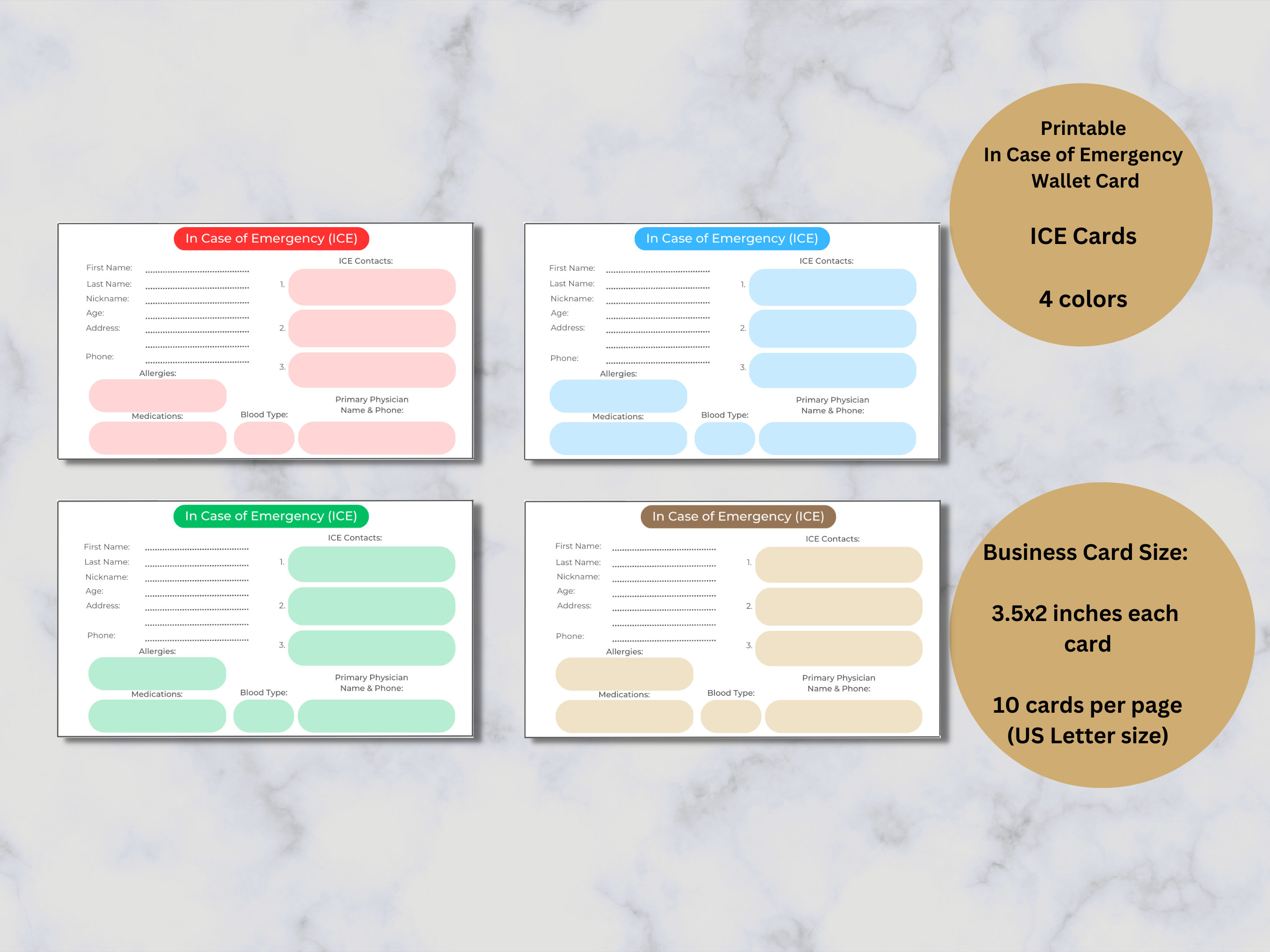 Emergency Card, Printable, in Case of Emergency, Wallet Emergency Card ...