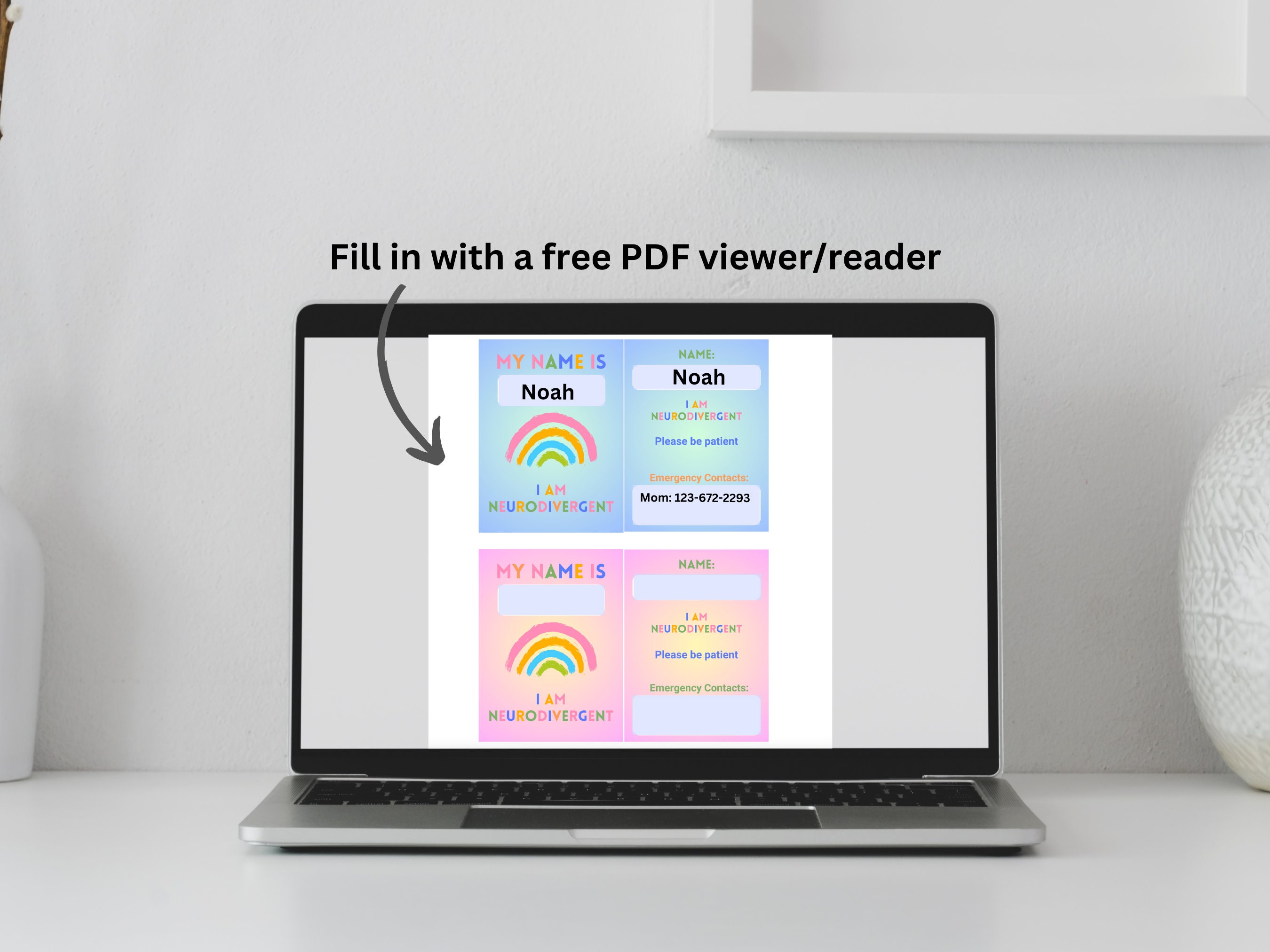 Neurodivergent Tag, Printable, Neurodiversity Emergency ID, Safety Info ...