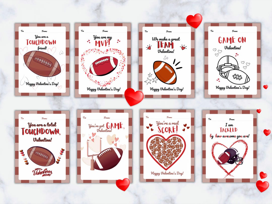 Football Valentines Printable | Sports Valentine Cards | Classroom ...