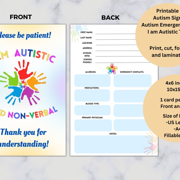 I Am Autistic Card Printable - Etsy