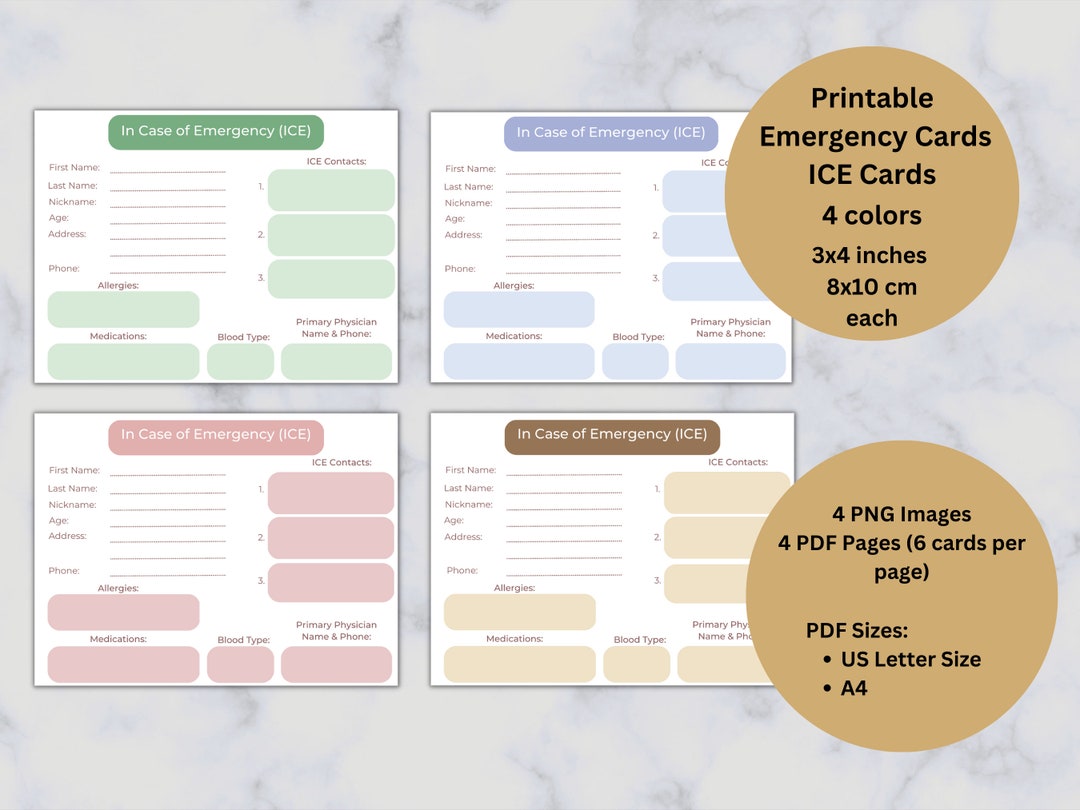 Kids Emergency Card, Printable, in Case of Emergency Backpack Note ...