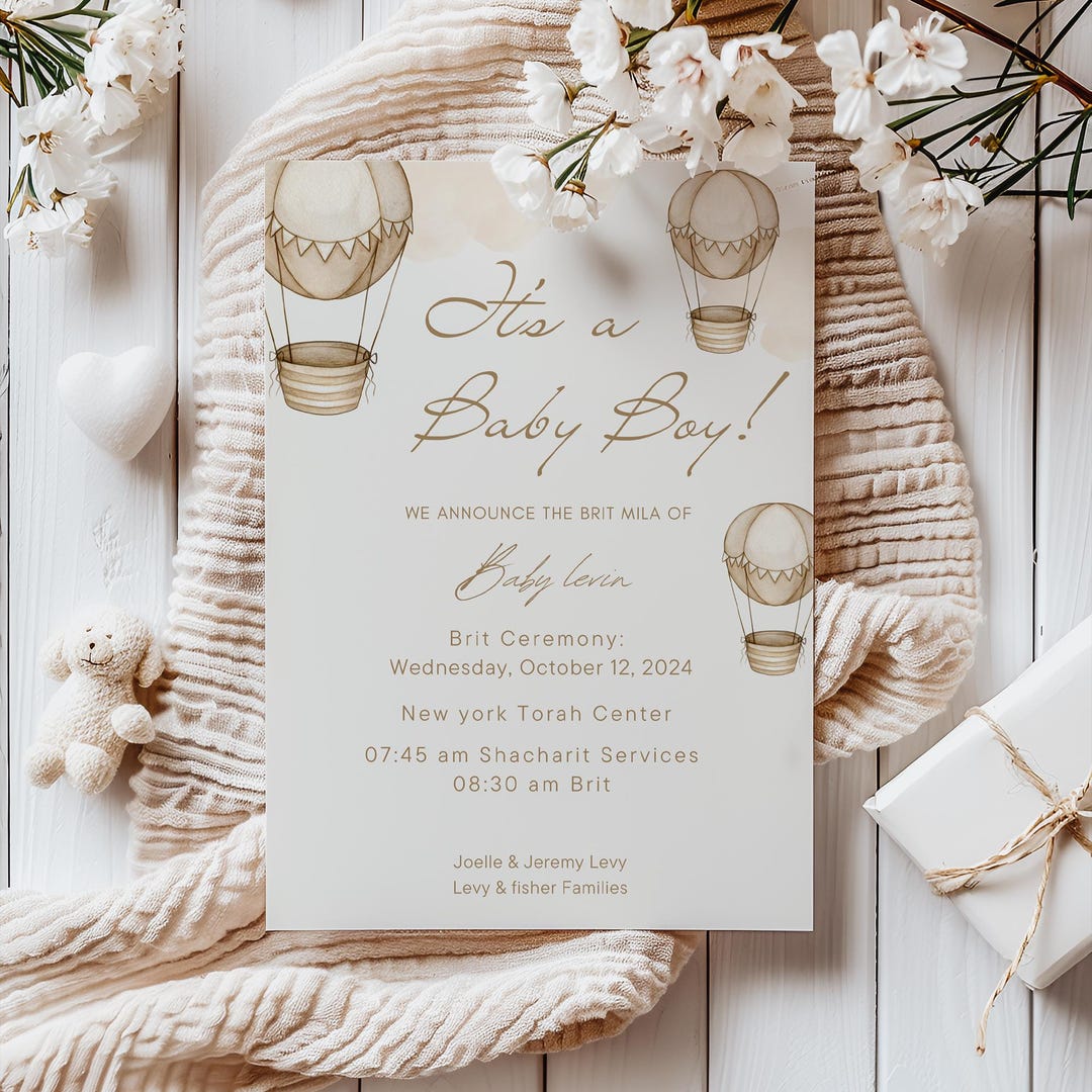 Editable Brit Milah Invitation Template Jewish Baby Boy Bris Ceremony ...