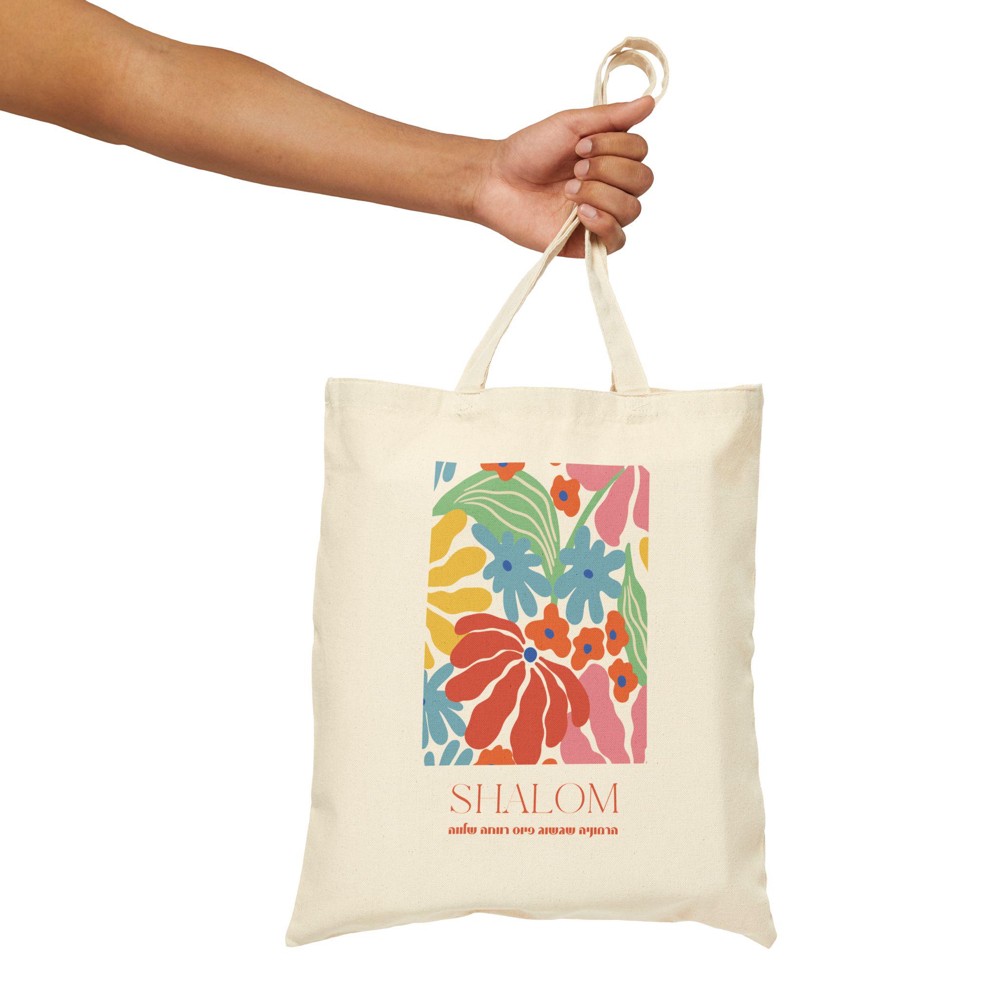 SHALOM Cotton Canvas Tote Bag , Hebrew Word for Peace , Ivrit , Bags ...