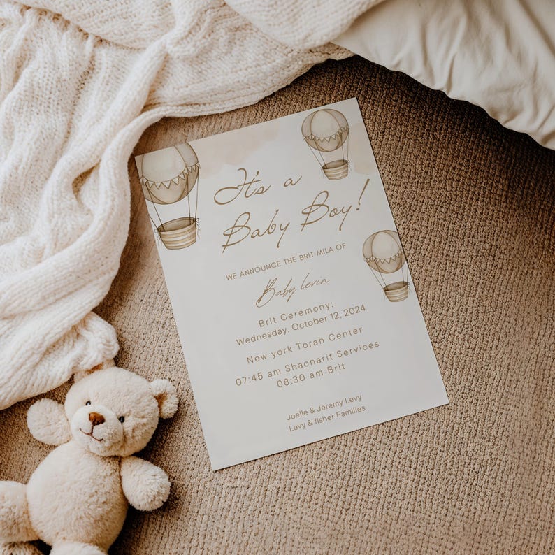 Editable Brit Milah Invitation Template Jewish Baby Boy Bris Ceremony ...