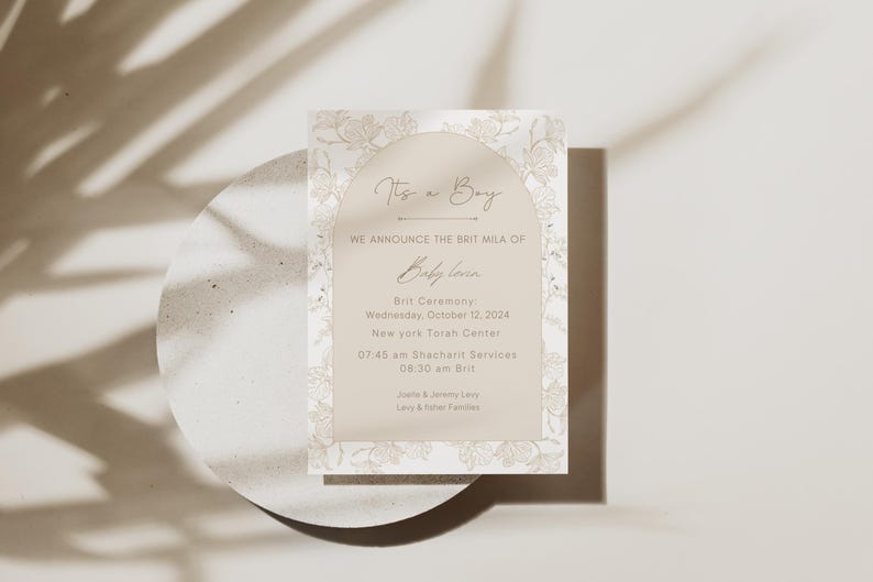 Brit Milah Invitation Template: Jewish Baby Boy Bris Ceremony (canva ...