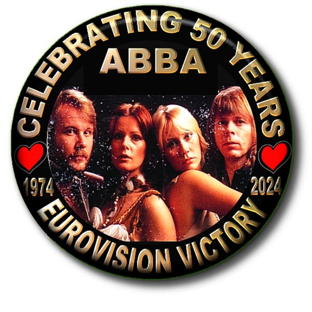 ABBA Celebrate 50 Years Eurovision Song Contest Winners Button Badge 2. ...
