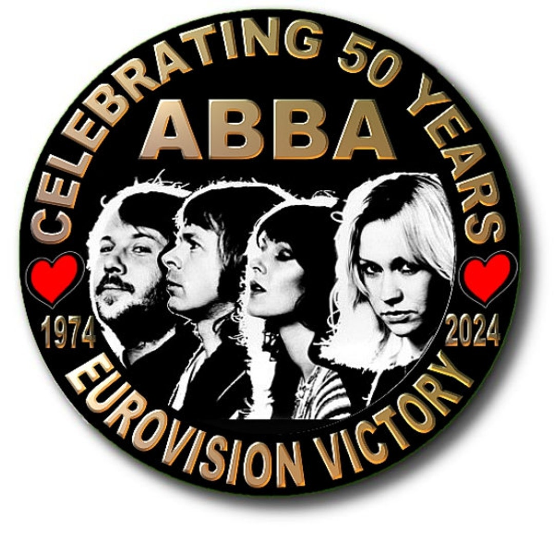 ABBA Celebrate 50 Years Eurovision Song Contest Winners Button Badge 2. ...
