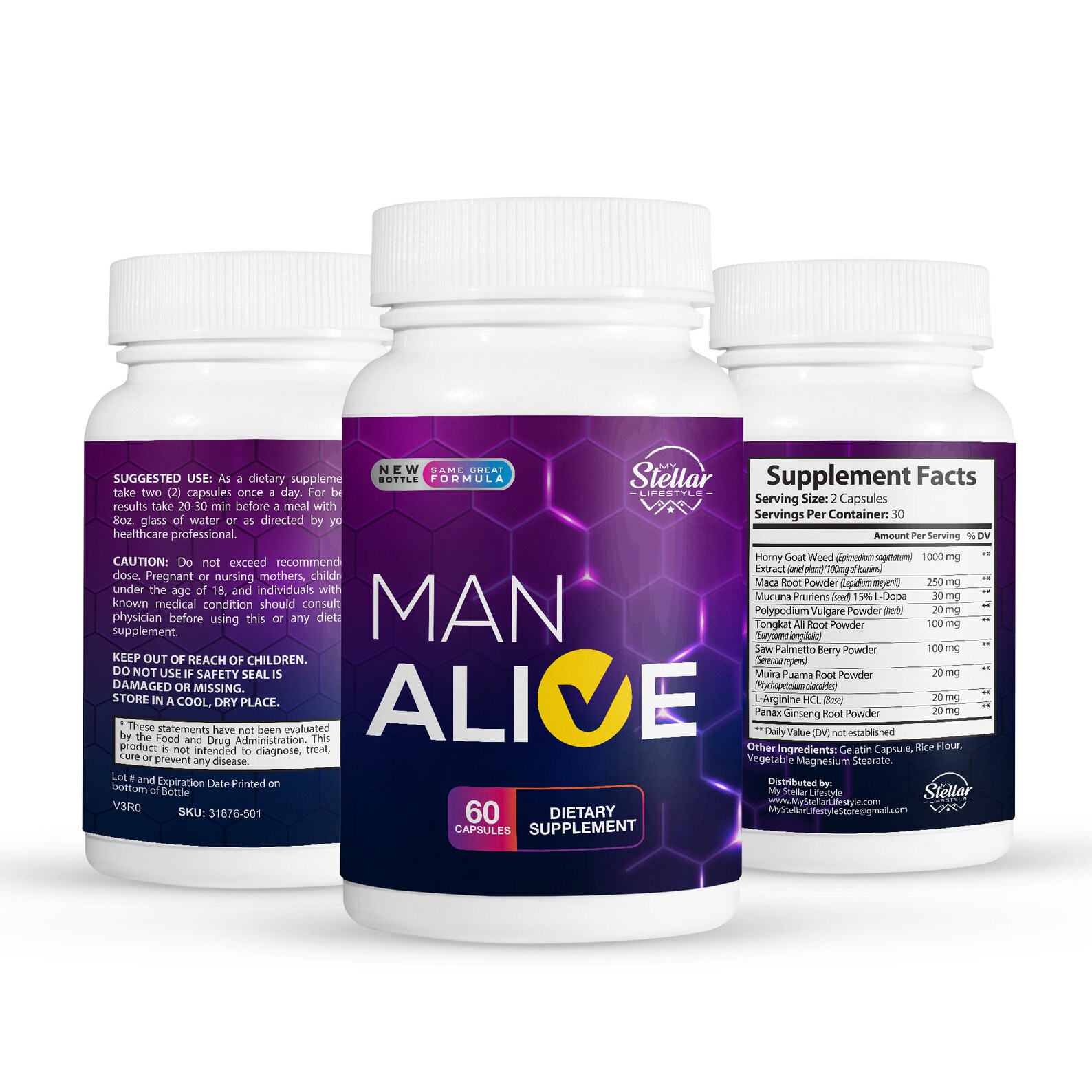 3 Pack Man Alive Stamina Libido Vitality Pills For Men 60 Etsy