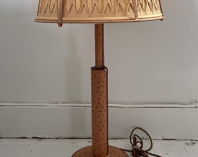 1950s Ostrich Leather Lamp With Custom Pleated Shade - Etsy