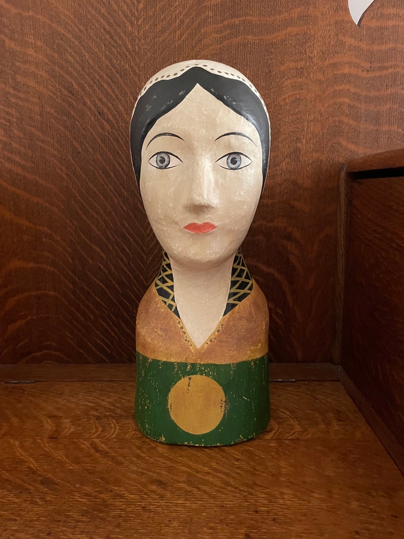 1960s Hand Painted Paper Mache Bust - Etsy