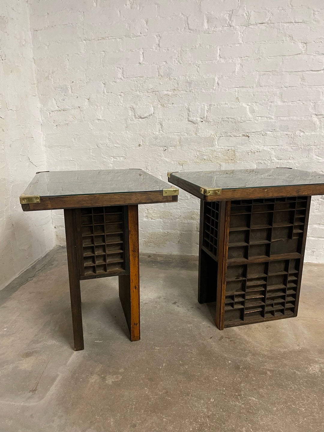 Pair of Antique Letterpress and Typecase Tables - Etsy