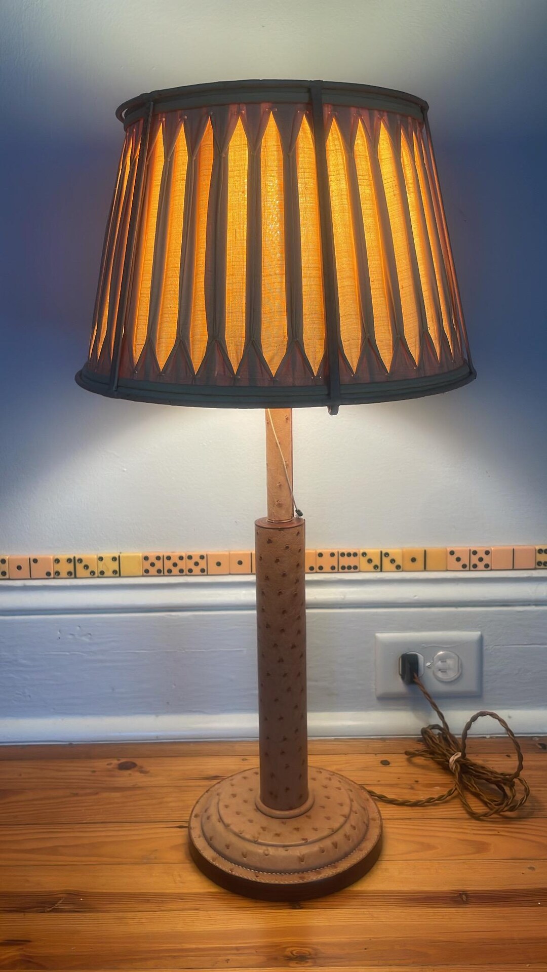 1950s Ostrich Leather Lamp With Custom Pleated Shade - Etsy