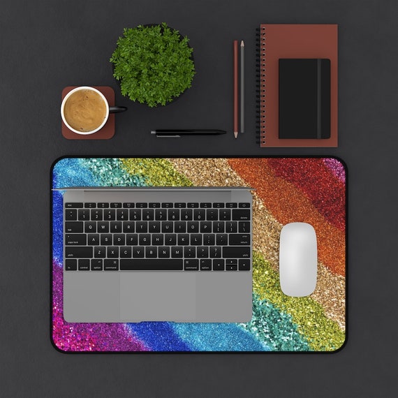 Home & Living Office & School Supplies Glitter Rainbow Desk Mat etna.com.pe