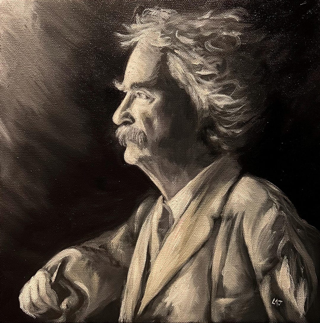 Mark Twain Portrait Oil Painting on Stretched Wrapped Canvas. - Etsy