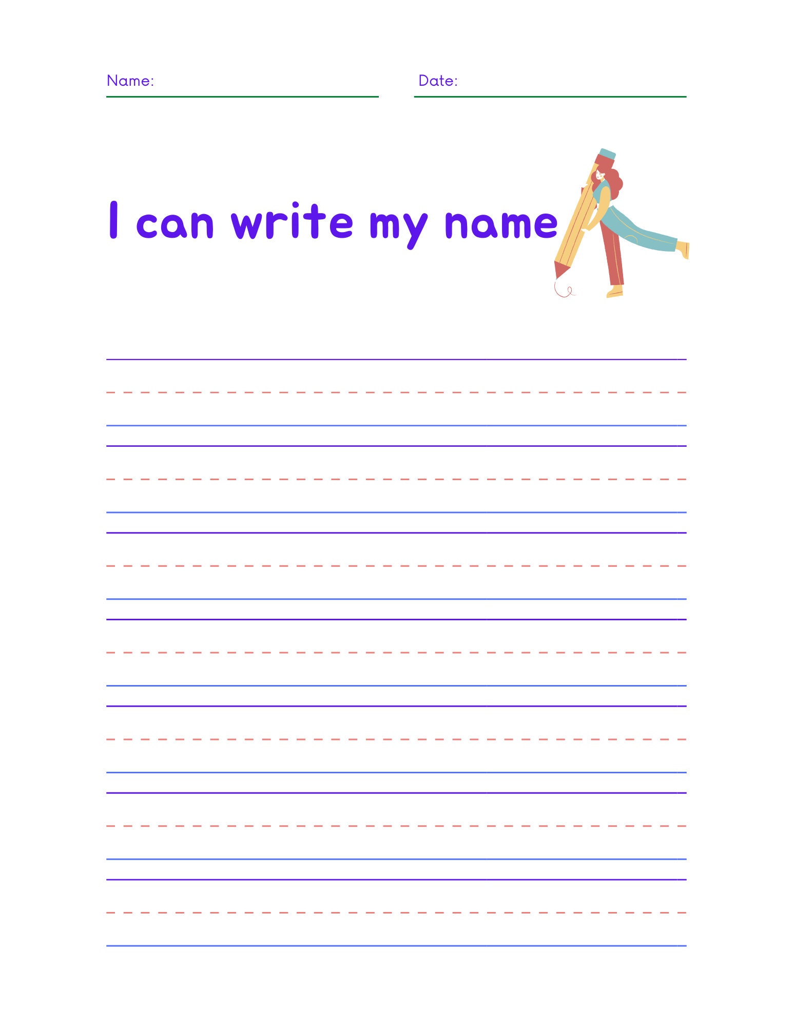 Name Writing Practice Digital Download - Etsy