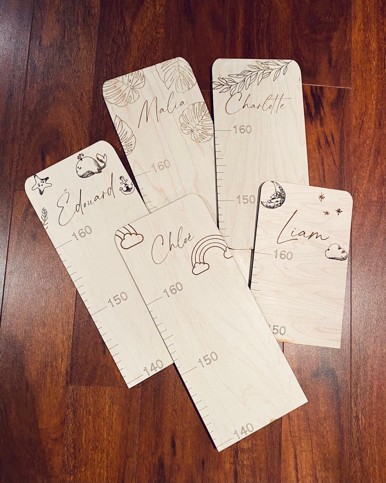 Laser Engraved Wood Growth Chart RULER CUSTOM Name - Etsy