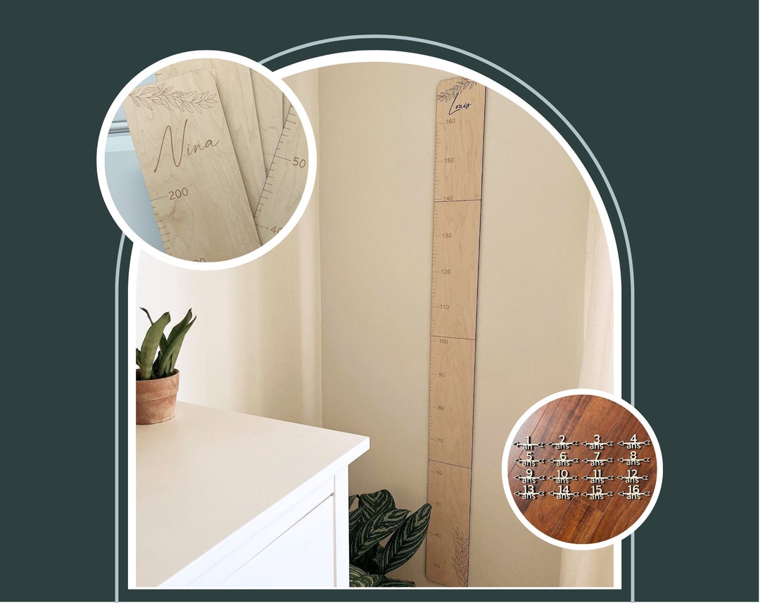 PERSONALIZED WOODEN GROWTH LADDER / HEIGHT CHART | Themes: Flowers ...