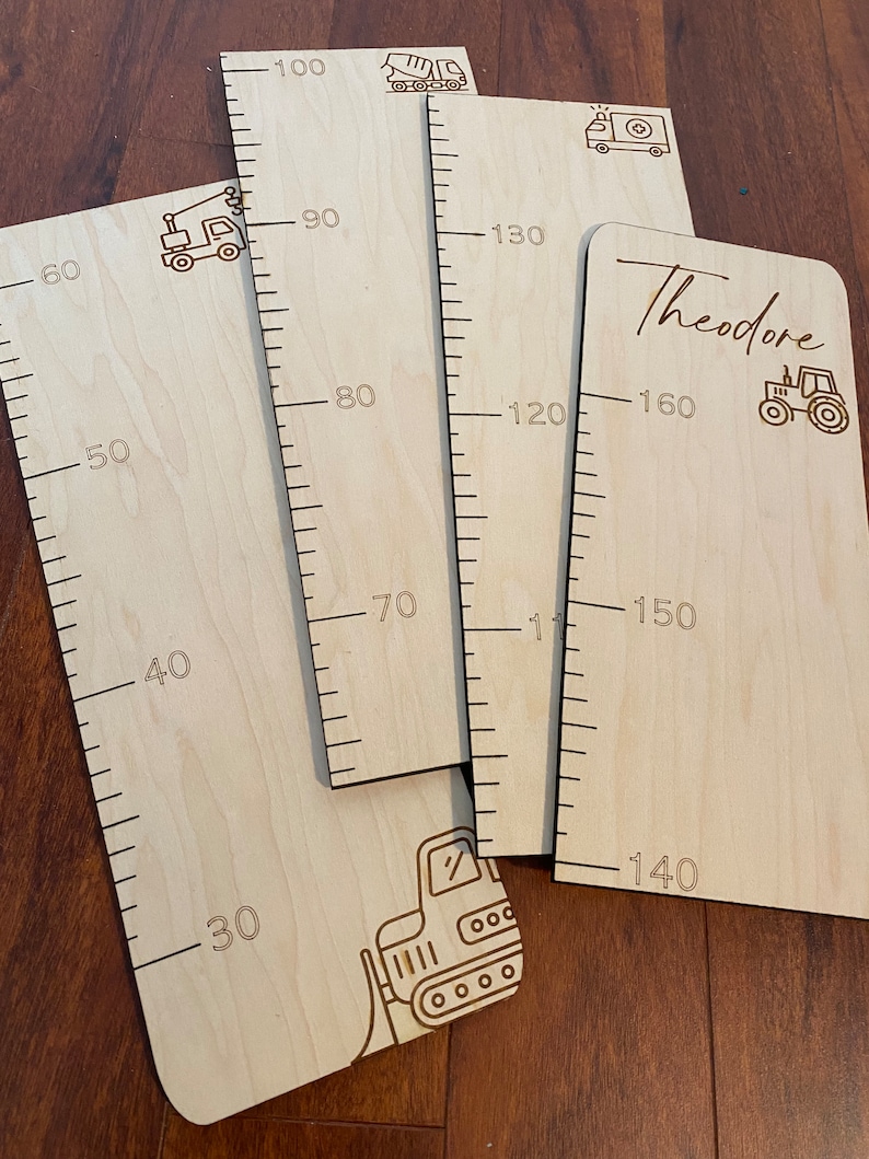 Laser Engraved Wood Growth Chart RULER CUSTOM Name - Etsy