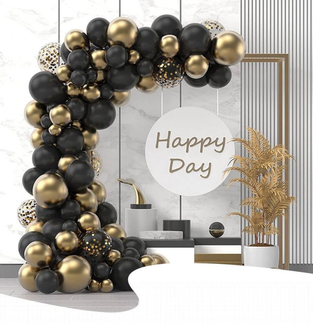 120pcs Gold Black Balloons Arch Garland Kit for Baby Shower Birthday ...