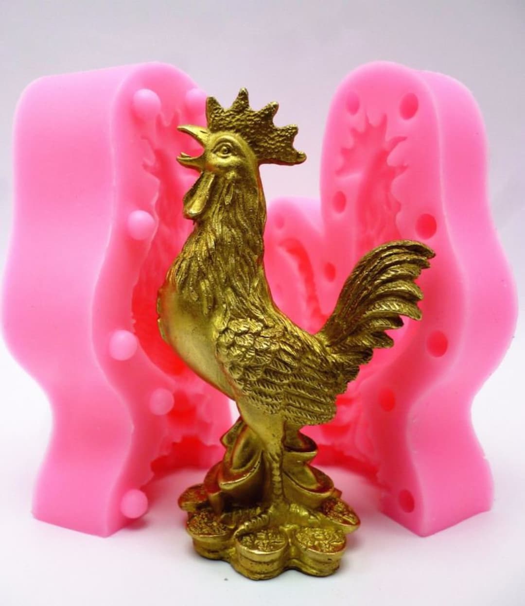 3D Cock Chicken Silicone Mold, Rooster Mold, Candle Plaster Silicone ...