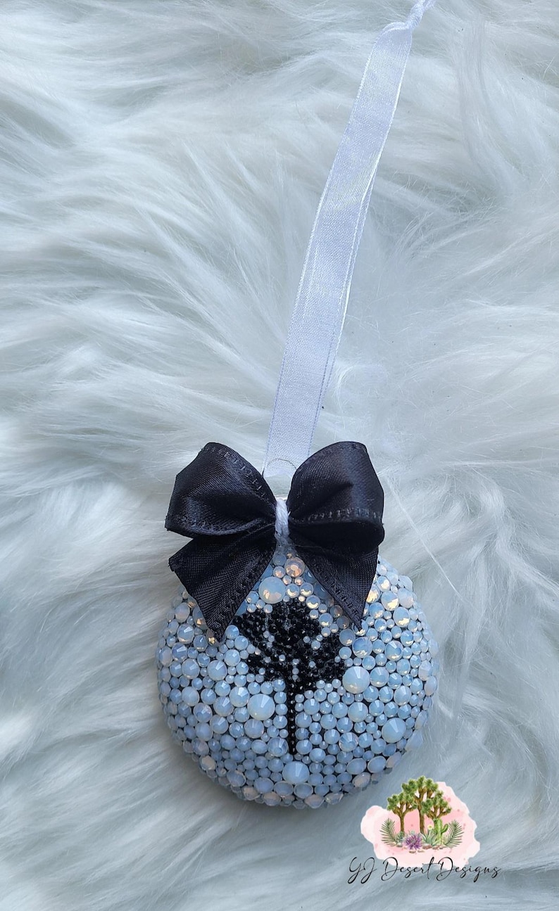 White Opal and Black Joshua Tree Rhinestone Christmas Ornament: Black ...