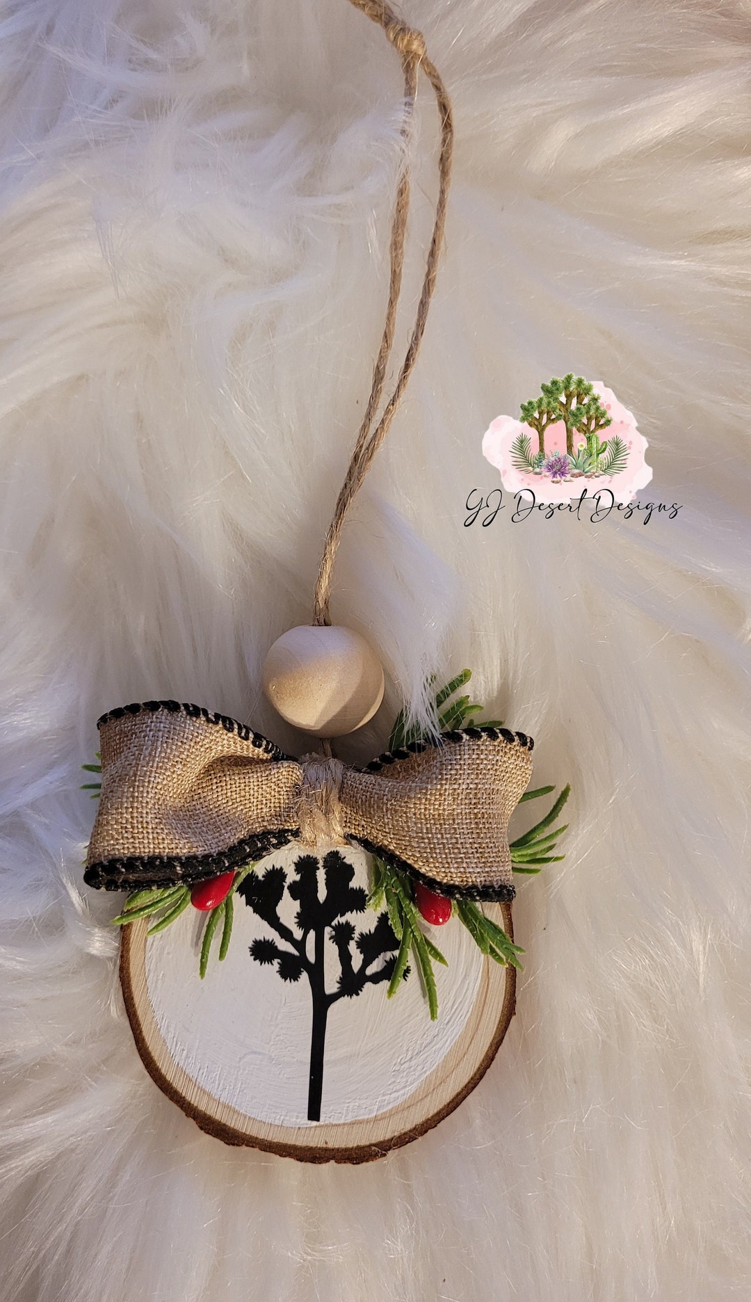 Handmade Joshua Tree Wood Slice Ornament | Rustic Christmas Decor - Etsy