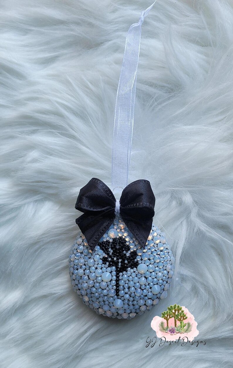 White Opal and Black Joshua Tree Rhinestone Christmas Ornament: Black ...